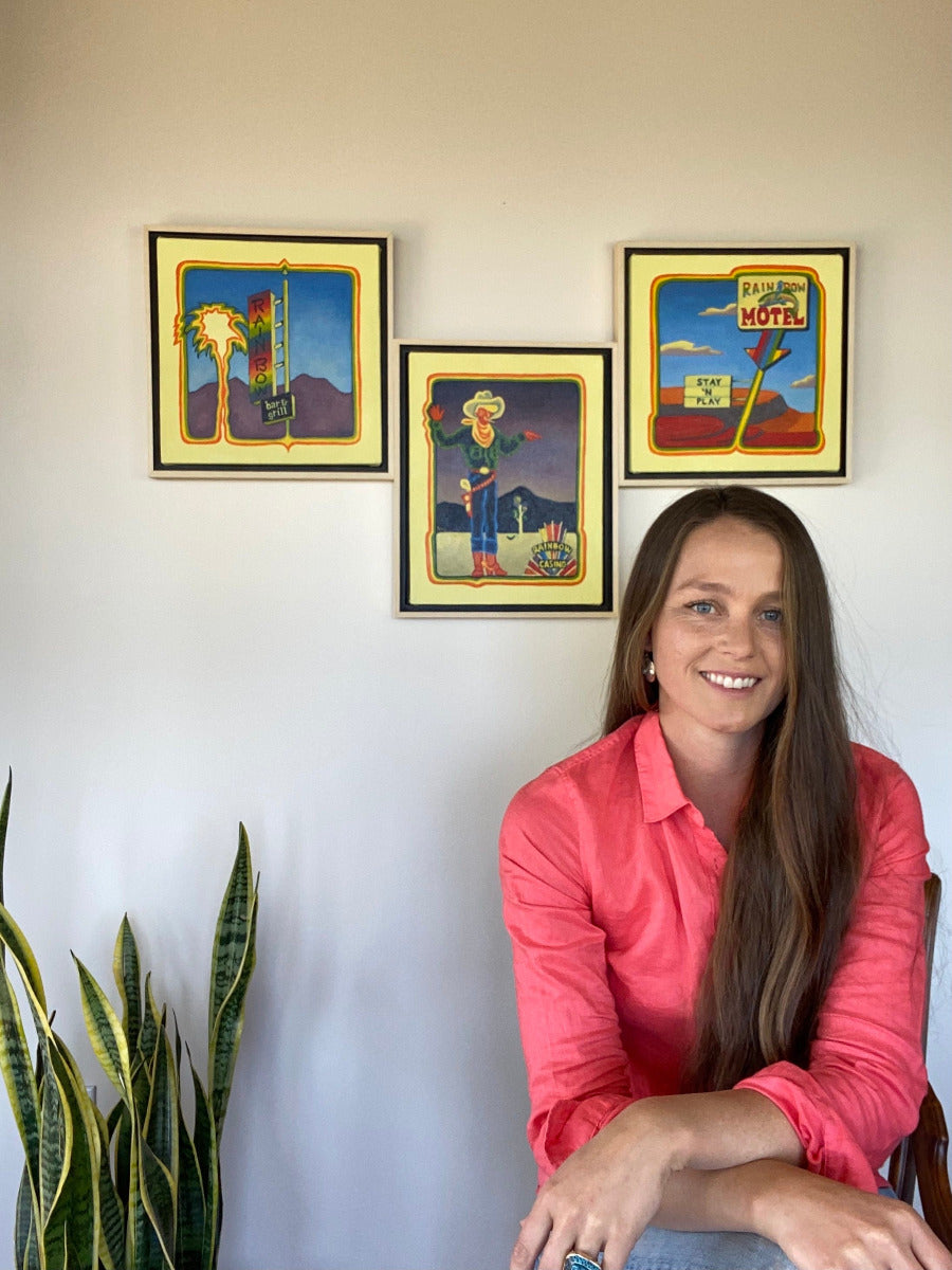 Rainbow bar and grill sign | Gina Teichert | Oil painting – High Desert